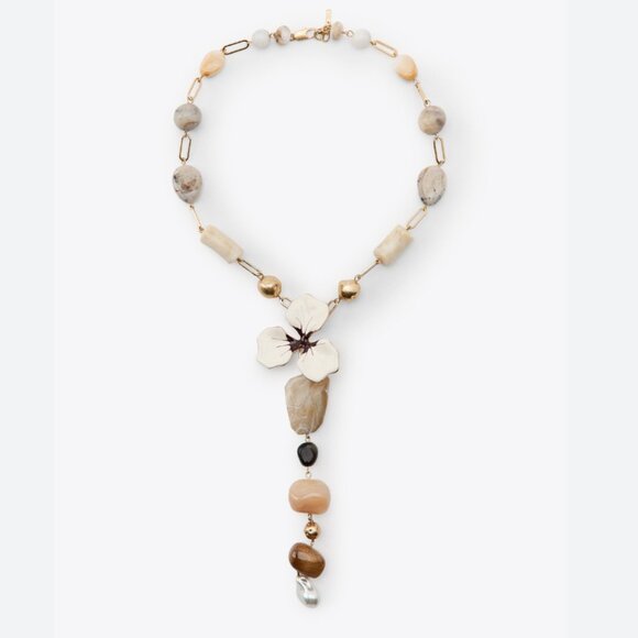 Zara | Jewelry | Zara Flower Stone Necklace | Poshmark